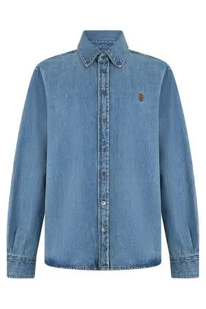 AMI Paris Long Sleeve Denim Shirt With Classic Collar - Light Blue