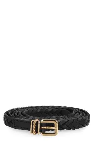 Etro Braided Suede Leather Belt With Gold Clasp Buckle