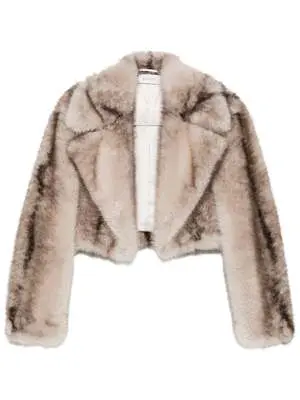 Sportmax Faux Fur Cropped Jacket - Grey