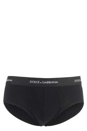 Dolce & Gabbana Plain Cotton Briefs With Contrasting Logo Elastic