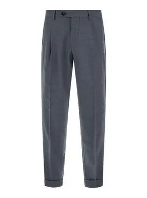 MICHAEL COAL Regular-fit Gray Pants With Welt Pockets, Zip Closure, And Tech Fabric