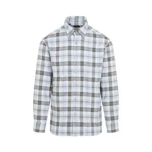 Brioni Mini Macro Check Hidden Placket Dress Shirt