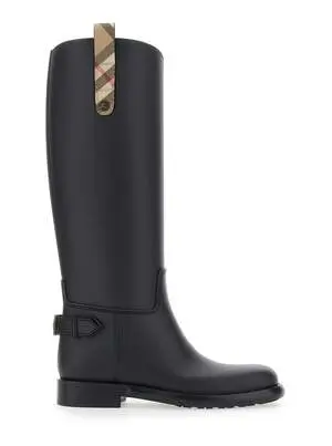 Burberry Leather Boots With Iconic Front Details And Side Zip