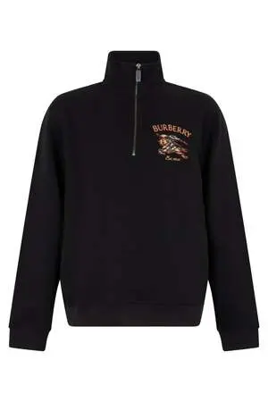 Burberry Cotton Zip-collar Sweatshirt - Black