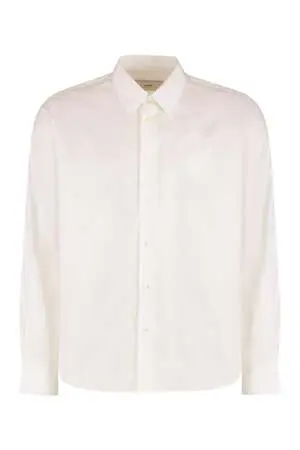 AMI Paris Tone-on-tone Embroidered Cotton Shirt