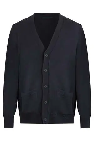 BOSS Cotton-blend V-neck Button Cardigan - Blue