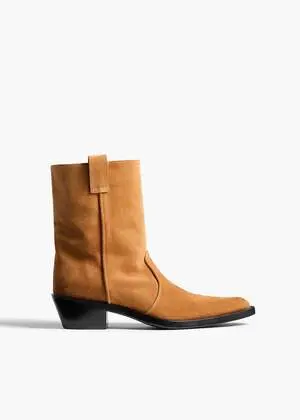 Khaite Clive Ankle Boot In Suede - Caramel
