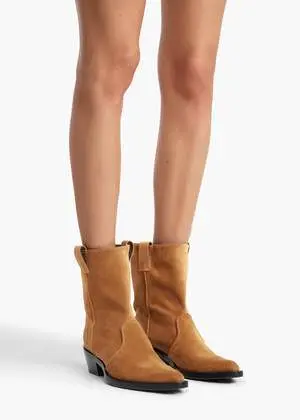 Khaite Clive Ankle Boot In Suede - Caramel