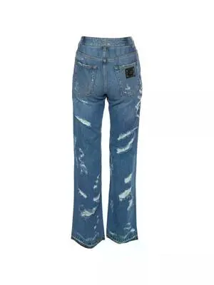 Dolce & Gabbana Distressed High-waisted Wide-leg Jeans