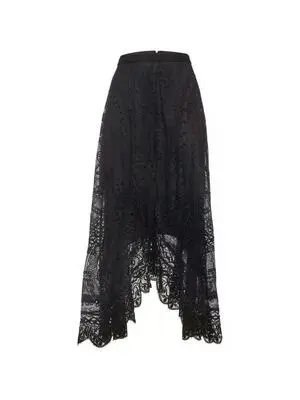 Chloé Asymmetric Lace Midi Skirt - Blue