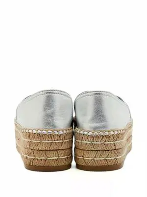 Prada Leather Platform Espadrille - Silver