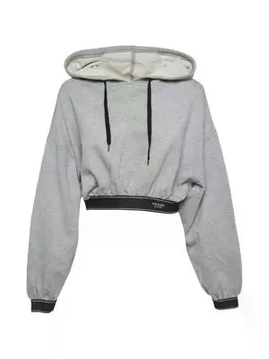 Prada 2022 Logo-waistband Cropped Hoodie - Grey