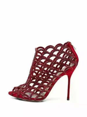 SERGIO ROSSI Crystal-embellished Ankle Boots - Red