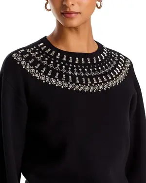 Aqua Jeweled Crewneck Sweater Exclusive