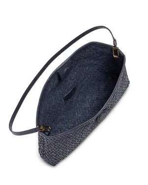 Madewell Lid Top Woven Leather Clutch - Nighttime