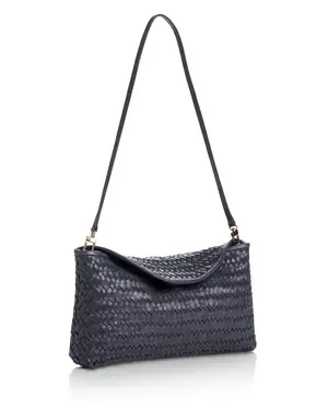Madewell Lid Top Woven Leather Clutch - Nighttime