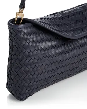 Madewell Lid Top Woven Leather Clutch - Nighttime