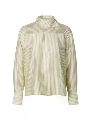 SELECTED Stripe-pattern High-neck Blouse