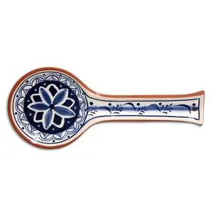 COSTA NOVA Terracotta Hand Painted Spoon Rest - Blue