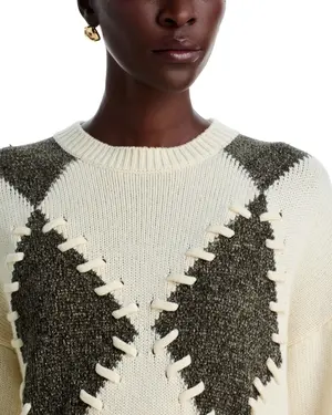 EMME Wool Blend Whipstitched Argyle Sweater