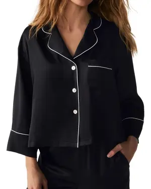 PETITE PLUME Celine Silk Shirt & Wide Leg Pants Pajama Set