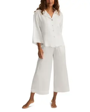 PETITE PLUME Olivia Silk Shirt & Wide Leg Pants Pajama Set