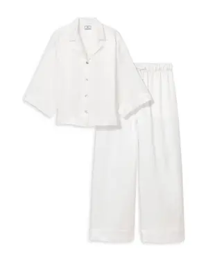 PETITE PLUME Olivia Silk Shirt & Wide Leg Pants Pajama Set