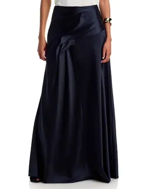HEIRLOME Yvonne Draped Silk Maxi Skirt - Midnight