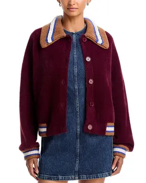 Essentiel Antwerp Kamore Collared Knit Jacket - Wine Not