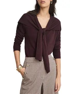 Mint Velvet Scarf Detail Cardigan - Burgundy