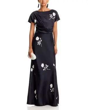 Lafayette 148 New York Floral Floor Length Gown