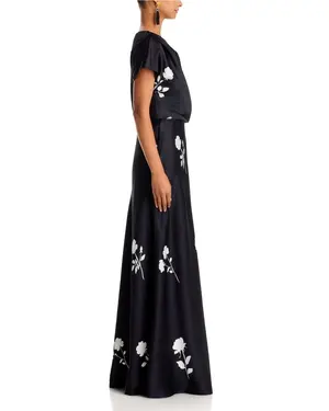Lafayette 148 New York Floral Floor Length Gown