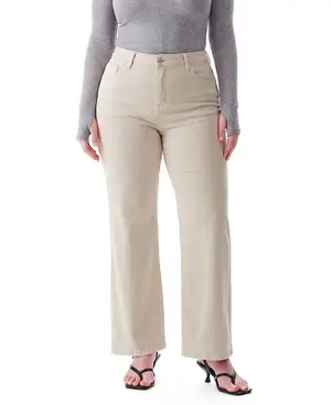 BAYEAS Plus Mid Rise Wide Leg Denim Jeans Stretch Comfortable