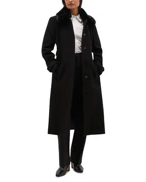 HOBBS LONDON Martina Wool-blend Belted Coat - Black