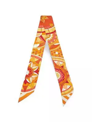 Hermès Rose De Compas Silk Scarf - Orange