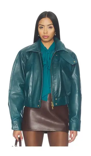 Retrofete Lykke Leather Jacket In Black - Sarcelle