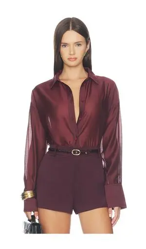4TH & RECKLESS X Gracey Sheer Shirt In Burgundy - Rasin