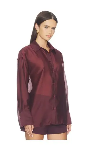 4TH & RECKLESS X Gracey Sheer Shirt In Burgundy