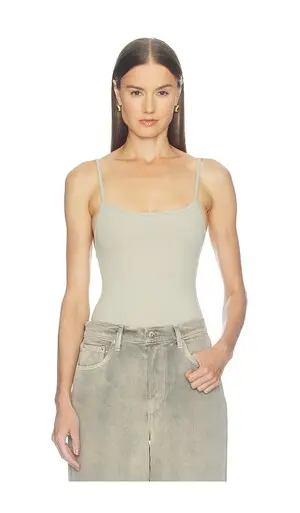 GRLFRND Open-back Bodysuit In Sage - French Grey