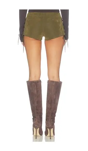 Free People Sun Siren Suede Mirco Short In Olive