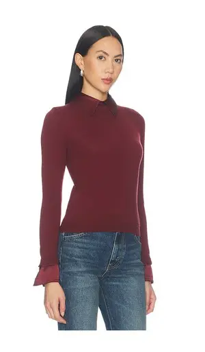 Alice + Olivia Porla Collared Sweater In Red