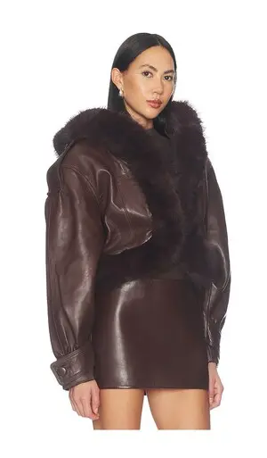 Retrofete Jia Leather Jacket In Brown