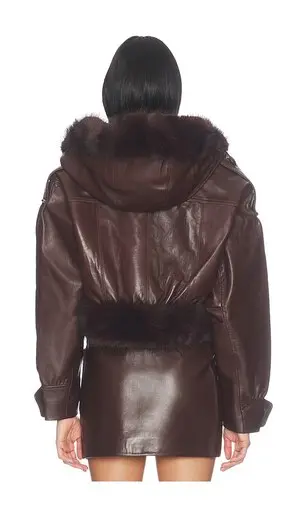 Retrofete Jia Leather Jacket In Brown