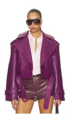 Retrofete Malene Leather Jacket In Purple
