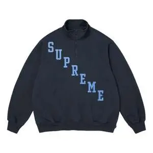 Supreme Fw26 Slant Appliqué Half Zip Pullover - Navy