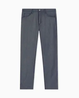 Giorgio Armani Regular Fit 5-pocket Pants In Silk-blend Denim Twill - Blue