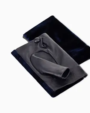 Giorgio Armani Velvet And Leather Muff With Silk Lining