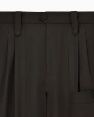 Giorgio Armani Pleated Trousers In Lightweight Pure Virgin Wool Canvas