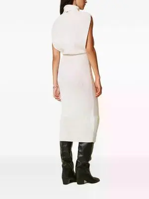TWINSET Long Wool-blend Knit Dress With Brooch