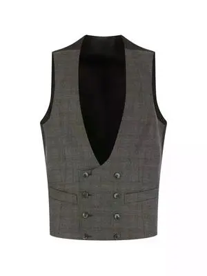 Corneliani Prince Of Wales Check Double-breasted Waistcoat - Grey